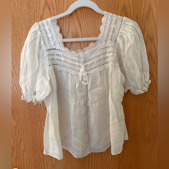 Doen | Tops | Doen White Lace Blouse | Poshmark
